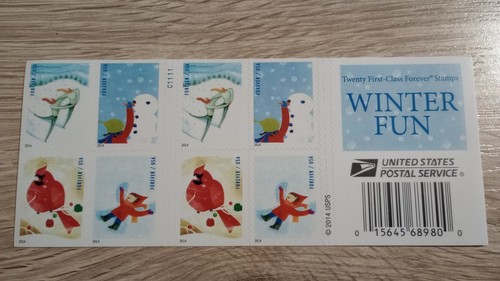 New Book of 20 USPS Forever Stamps "Winter Fun" 2014 Series - MINT ...