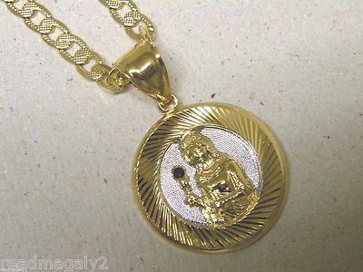Men's Rhodium Yellow Gold Plated Round Santa Barbara Charm Cuban Chain ...