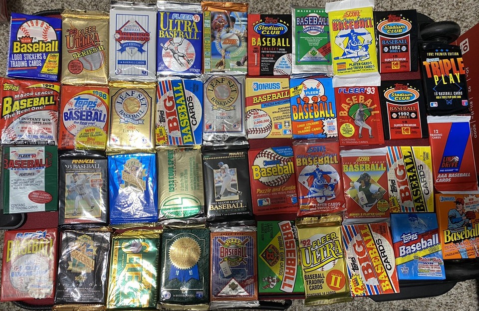 Unopened Baseball Card Packs 27 Pack Variety from 1986-1996 FREE ...