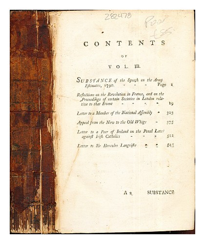 MR. BURKE Collected Speeches of Mr. Burke in the House of Commons 1792 ...