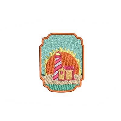 Lighthouse Embroidered Patch Iron-on/Sew-on Beach Ocean Sun Sand ...