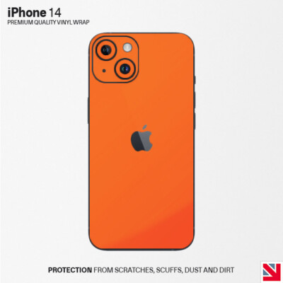 FLUORESCENT ORANGE RED iPhone 14 Skin Decal Vinyl Sticker Wrap | eBay UK