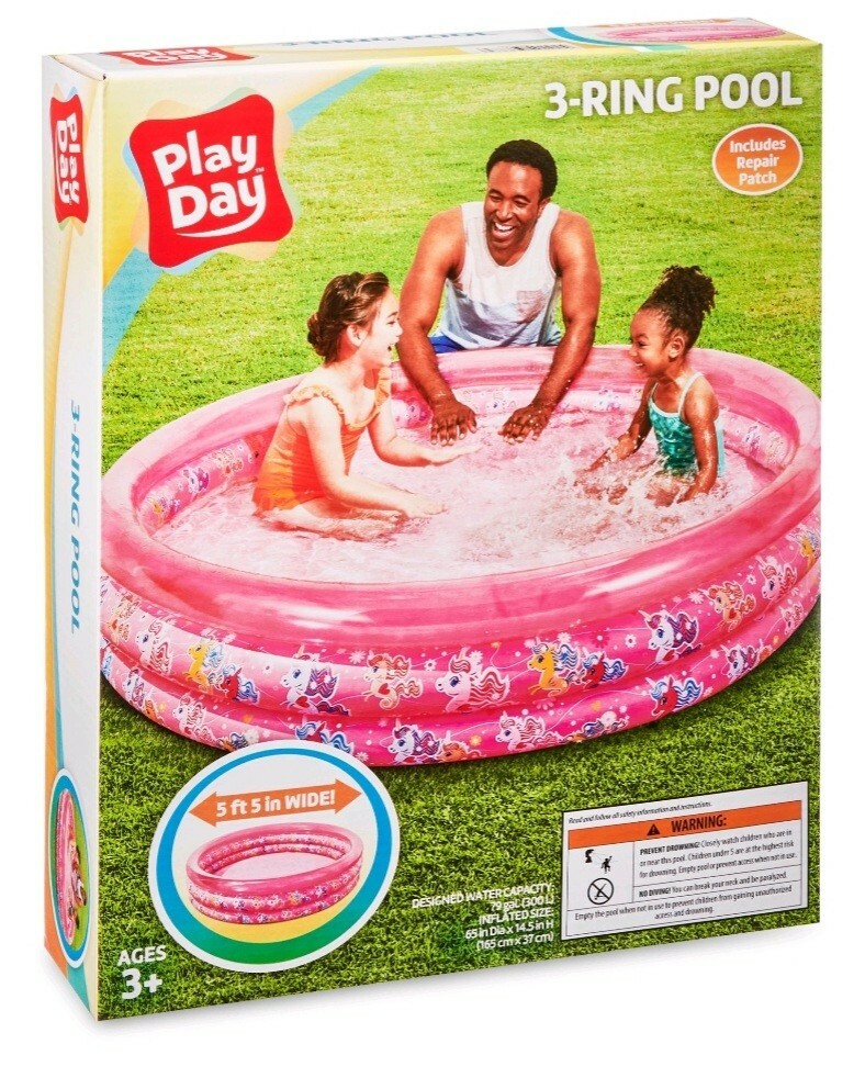 Play Day 3 Ring Pool Inflatable Kids Summer Fun Water park PINK ...