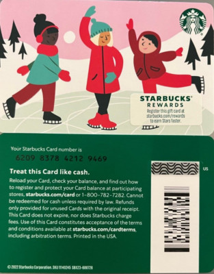 2022 STARBUCKS CHRISTMAS "ICE SKATING" GIFT CARD #6209 NO VALUE MINT | eBay