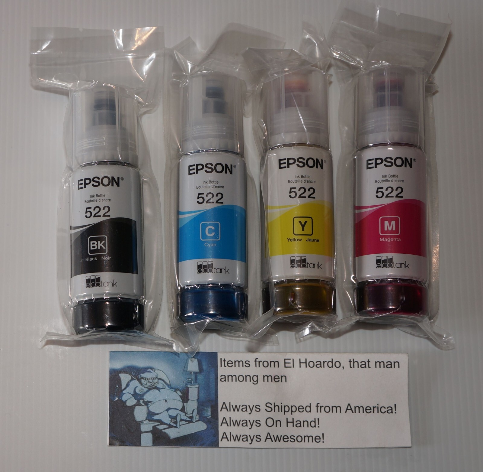 Genuine Epson 522 Ink Bottles 4 Pack for ET-2720 ET-2800 ET-2803 ET ...