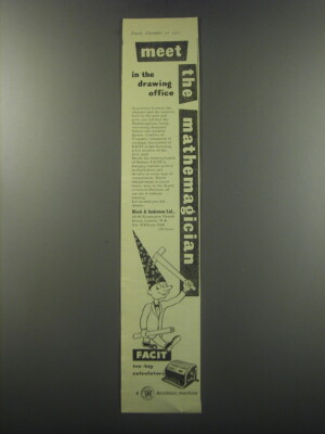 1955 Facit ten-key calculators Ad - Meet the mathemagician in the ...