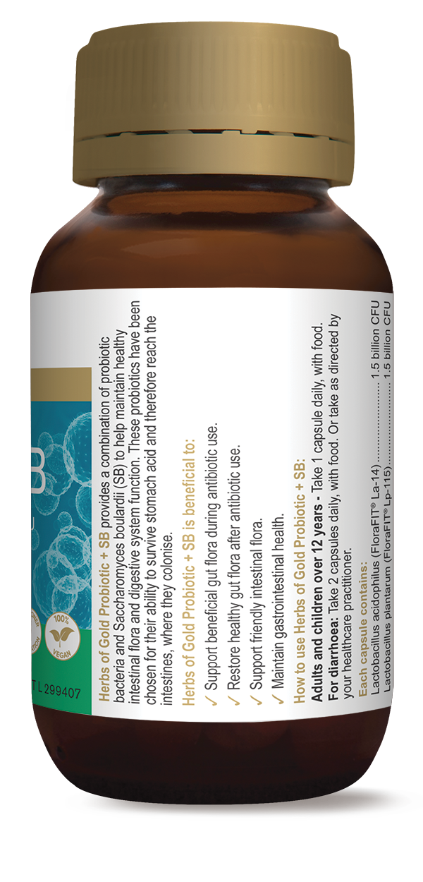 HERBS OF GOLD Probiotic + SB - 60 capsules | Saccharomyces boulardii | eBay