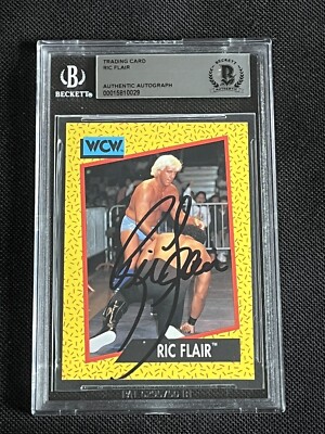 RIC FLAIR 1991 IMPEL WCW SIGNED AUTOGRAPHED CARD BECKETT BAS AUTHENTIC ...