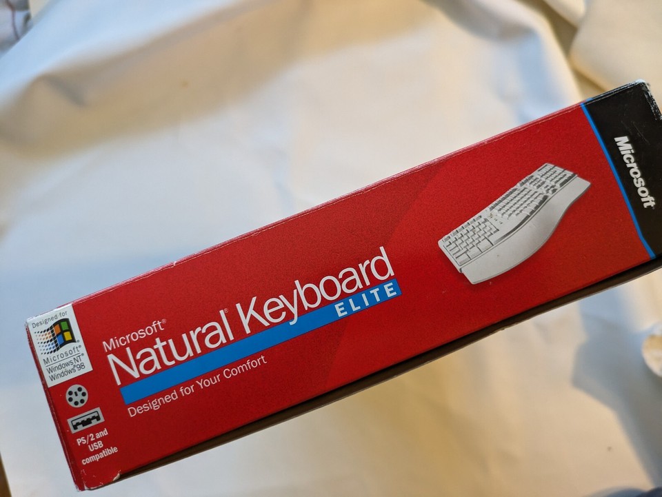 Microsoft Natural Elite Ergonomic Split PS2 Wired Keyboard Box A1100337 ...