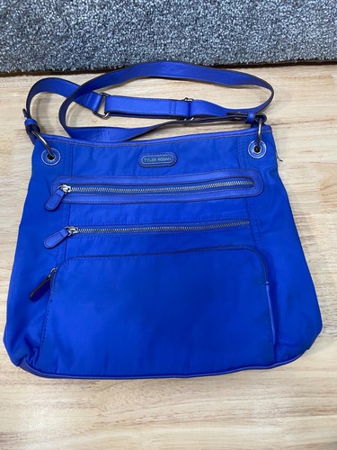 Tyler Rodan Blue Purse Crossbody Bag Metal Accents Snap And Zipper ...
