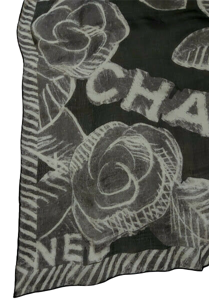 ️CHANEL Mesh Silk Scarf Handkerchief Camellia,CC,ONLY ONE IN EBAY! | eBay
