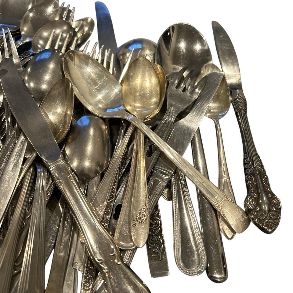 LOT OF 67 pcs Assorted Silverware Stainless VINTAGE FLATWARE MIXED ...