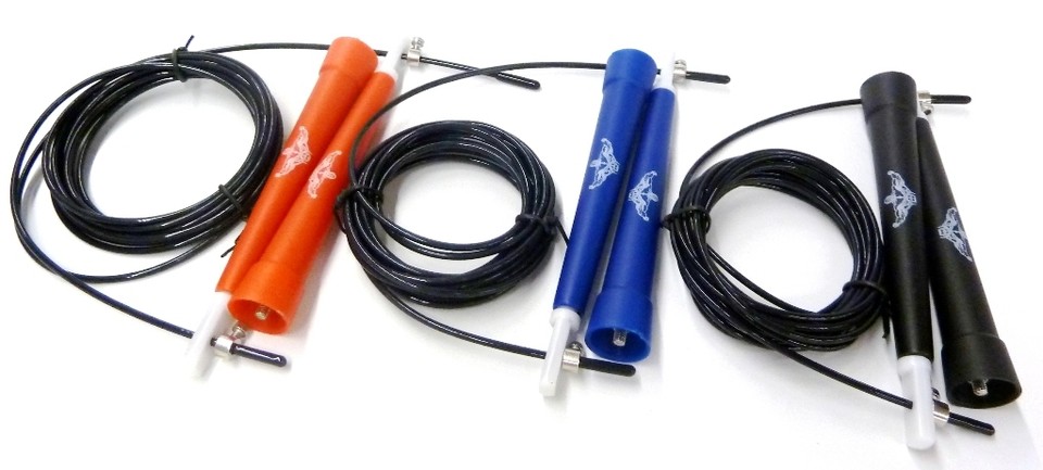 Black 10' Wire Speed Jump Rope DOUBLE Adjustable Nuts Crossfit Wire ...