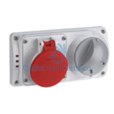 Palazzoli Socket Interlocked Horizontal 3P+T 32A 380V 6H IP44 with Base ...