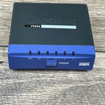 Cisco-Linksys PSUS4 USB 4Port Switch Print Server Please See Picture ...