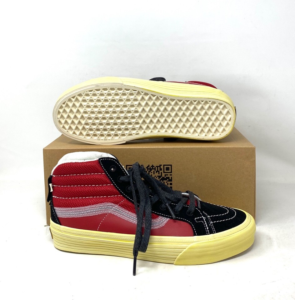 VANS Sk8-Hi Notchback Split VR3 Shoes Women Leather Canvas Red Black ...