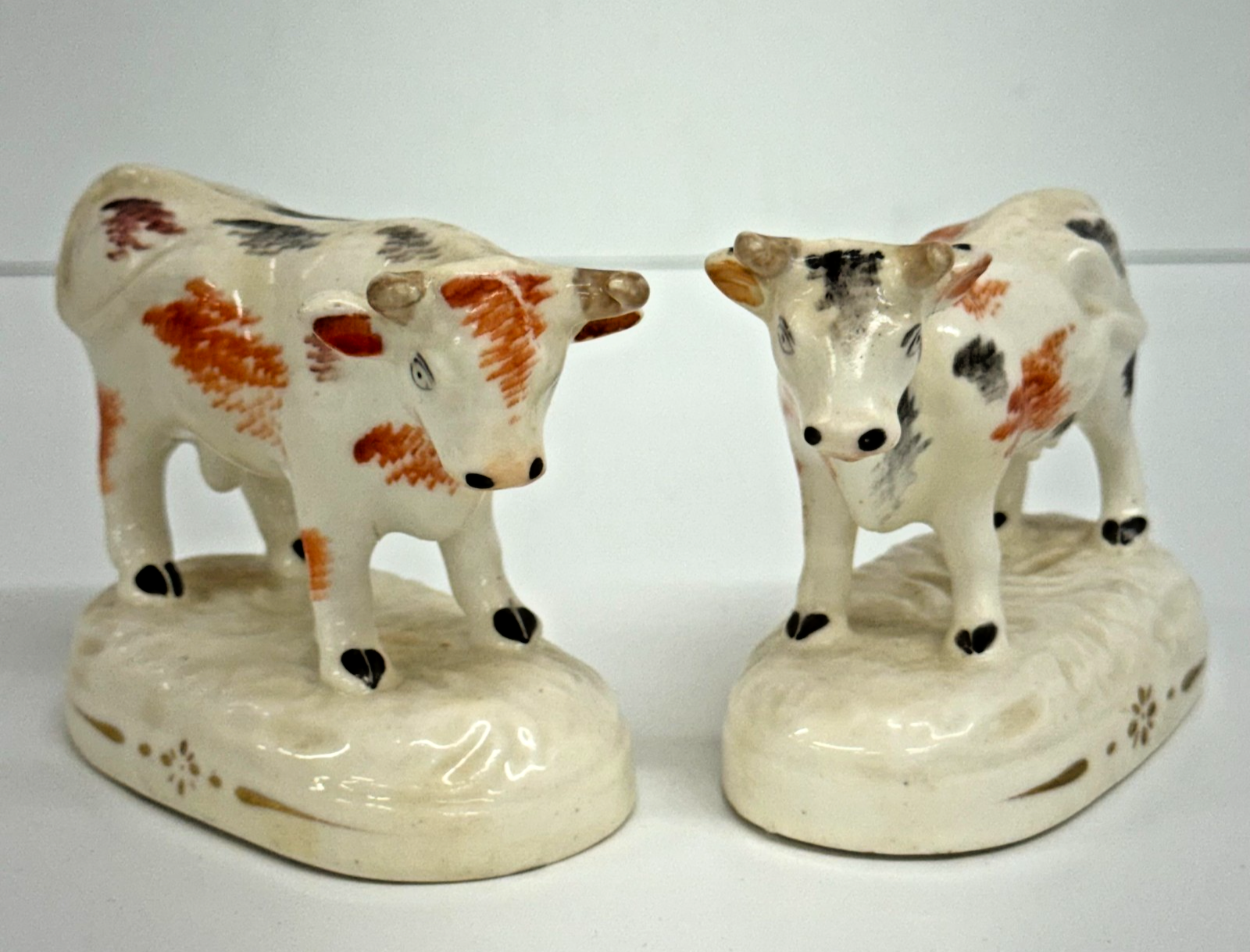 Antique Staffordshire Pair Cow & Bull Porcelain Figures Lloyd of ...