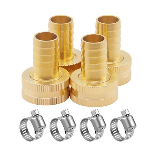 4pcs 3/4" Barb X 3/4" Female Ght Thread Soild Brass Garden Hose Repair ...