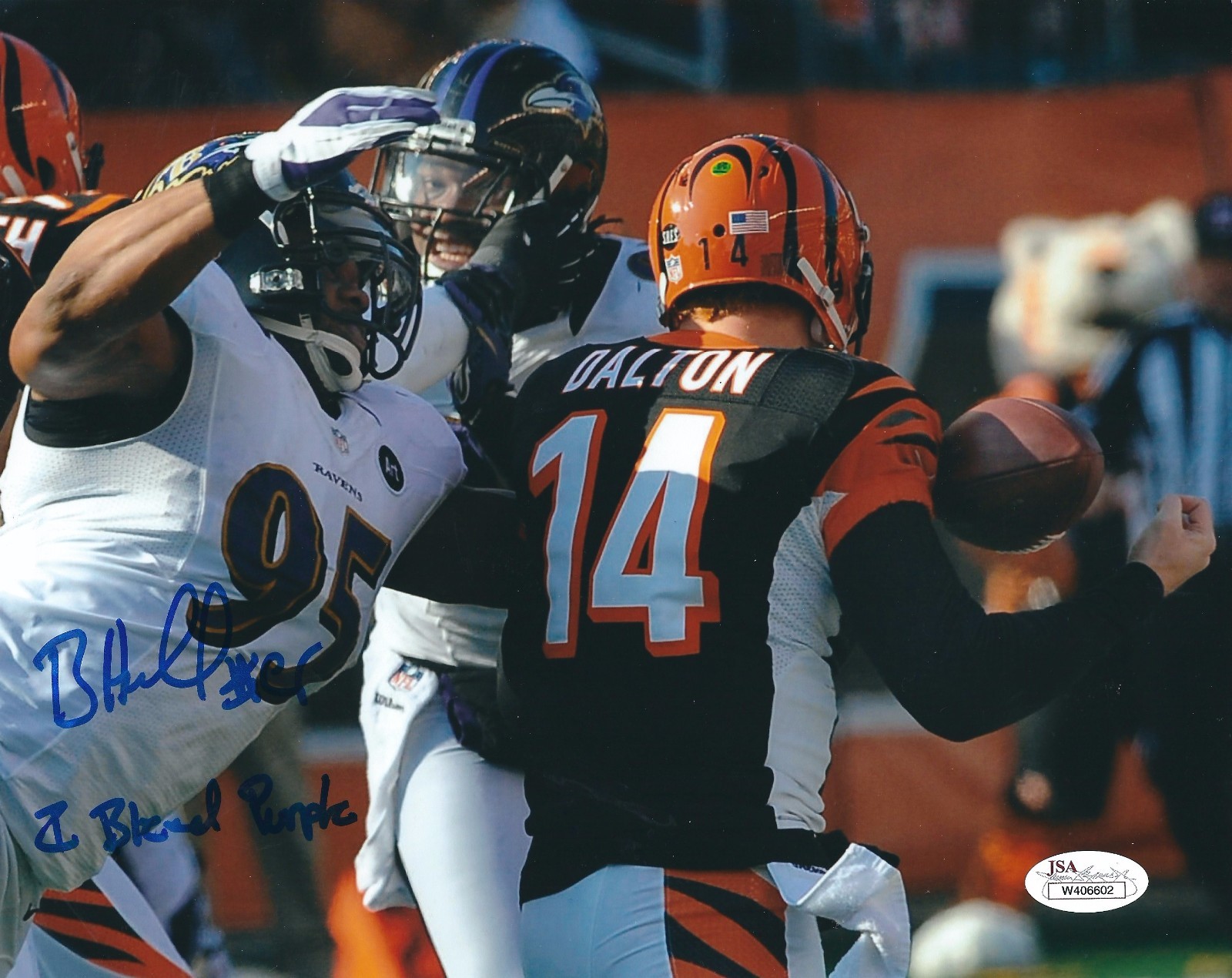 Signed 8x10 BRYAN HALL Baltimore Ravens Autographed photo - w/JSA COA ...