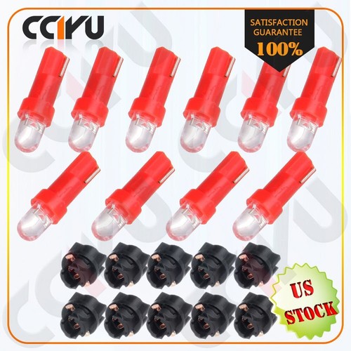 10x T5 Twist Socket Instrument Panel Cluster Dash Led Light Bulbs 17 18 ...