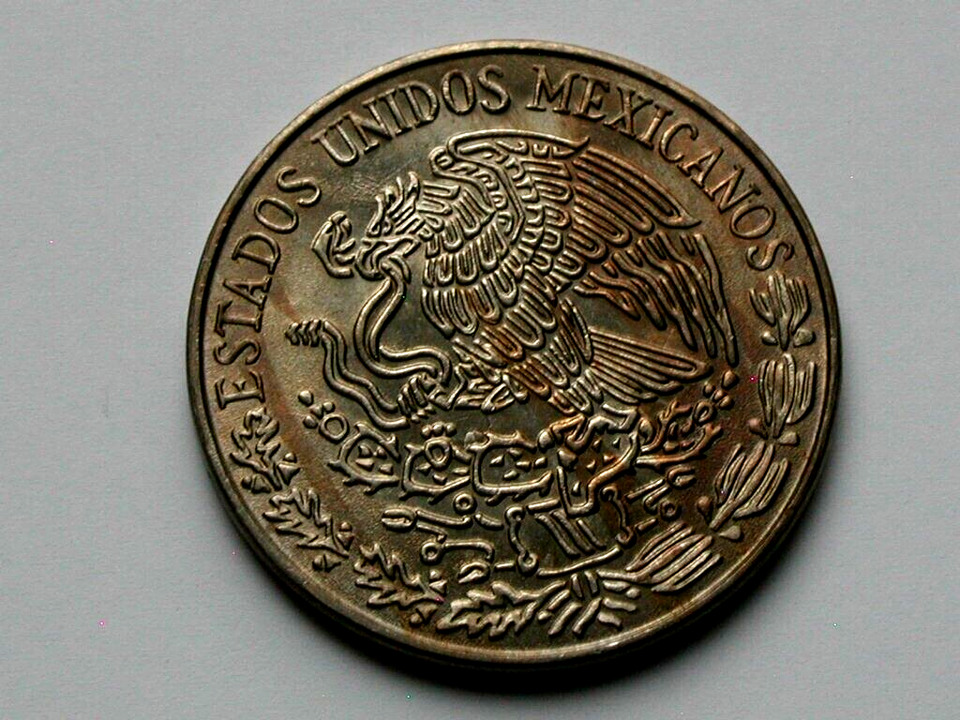 Mexico 1972 $5 PESOS Coin AU++ with Streaky Toned-Lustre & Edge ...