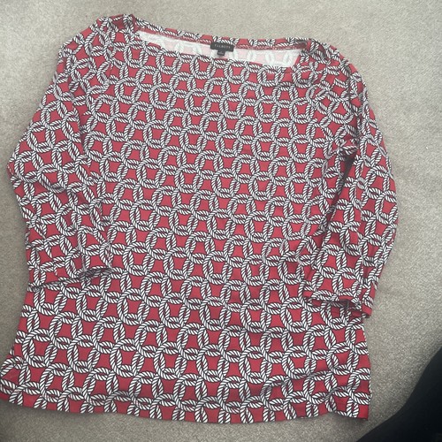 TALBOTS PETITE Women's Top Blouse Red White Rope Nautical Large Cruise ...