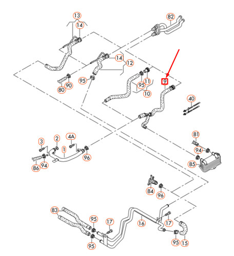 NEW VOLKSWAGEN CC ENGINE COOLANT HOSE 3C0122073FE ORIGINAL 3C0-122-073 ...