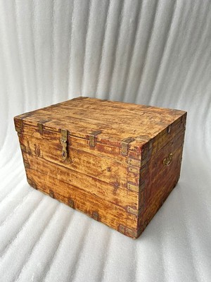 Antique Indian Wooden Hand Carved Brass Work Merchant Trunk Box Galla ...