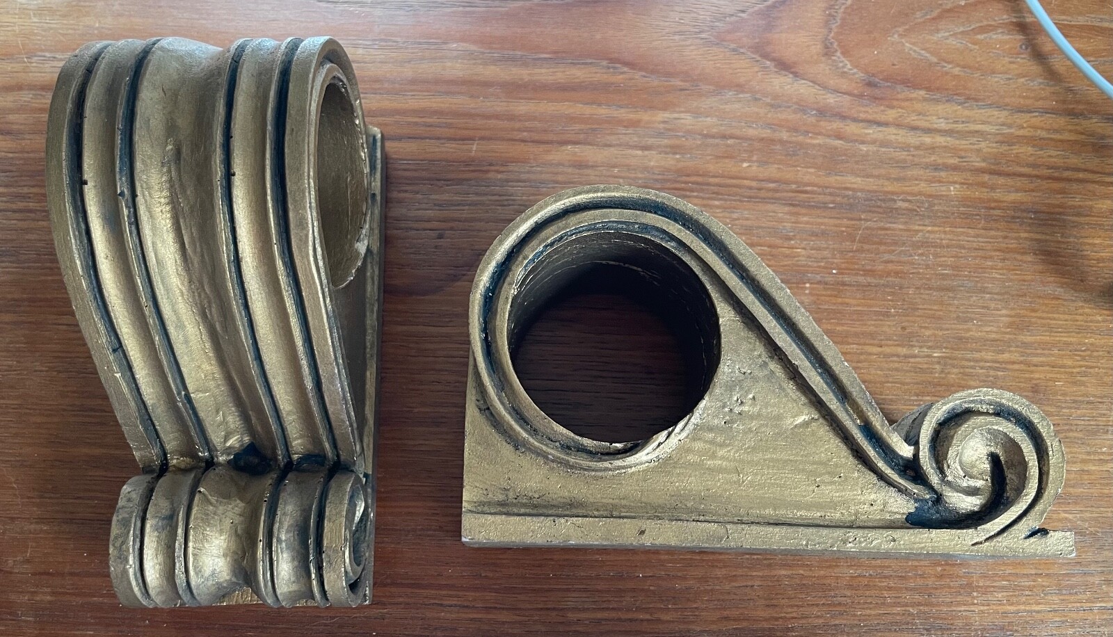 Set of 2 Ornate Wall Curtain Drapery Brackets Sconces - Gold | eBay