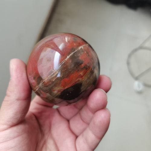 Red Rose Petrified Wood Sphere Fossil Agate Quartz Crystal Base ...