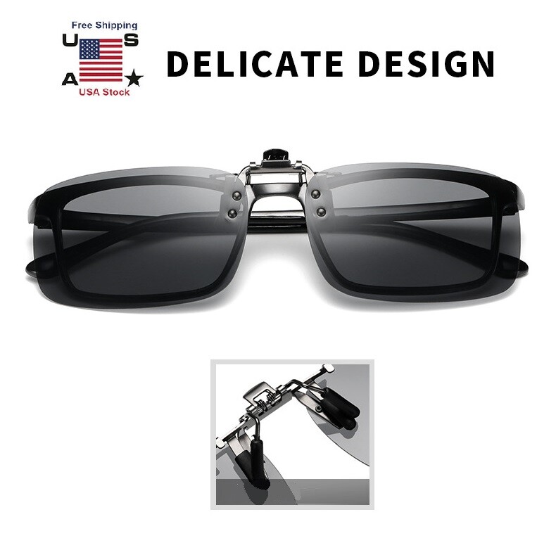 Clip on Sunglasses Polarized Flip up Eye Glasses Spectacles Anti Glare ...