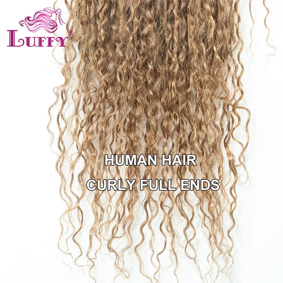 Pre-looped Honey Blonde Crochet Boho Locs With Human Hair Curls Color ...