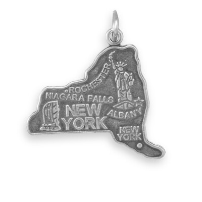 New York State Charm Antiqued Sterling Silver | eBay
