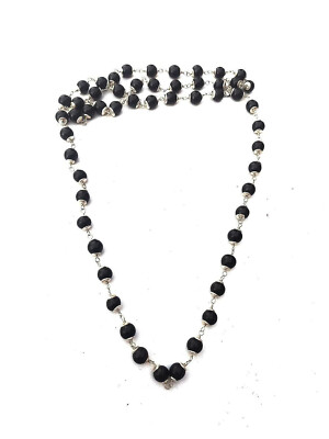 Natural Ebony Wood Silver Cap Chain Mala Karungali Kattai Chain Mala 54 ...