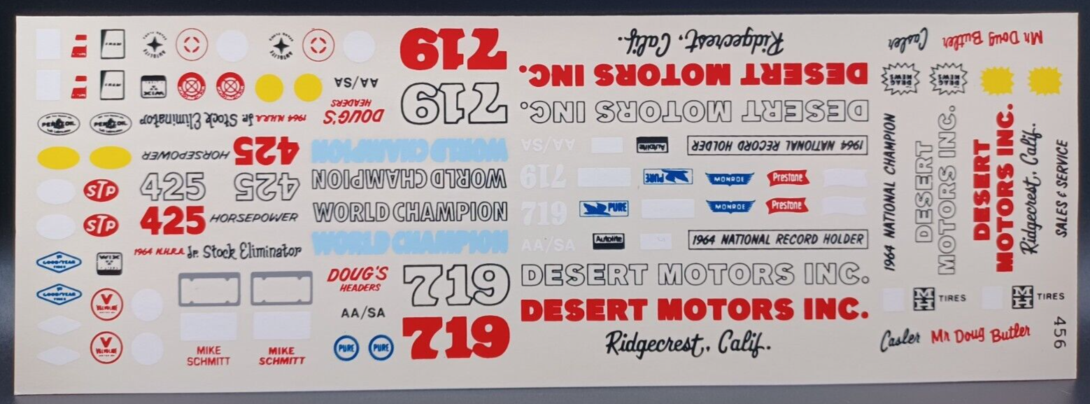 Fred Cady | No. 456 | 1:25 1964 Ford Desert Motors Mike Schmidt Decals ...