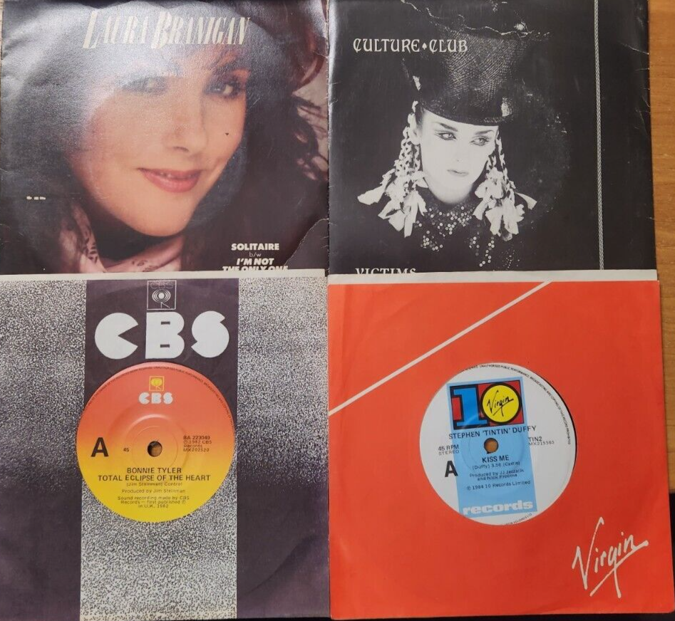 4 x 7" 45 Vinyl Records - CULTURE CLUB BONNIE TYLER LAURA BRANIGAN ...