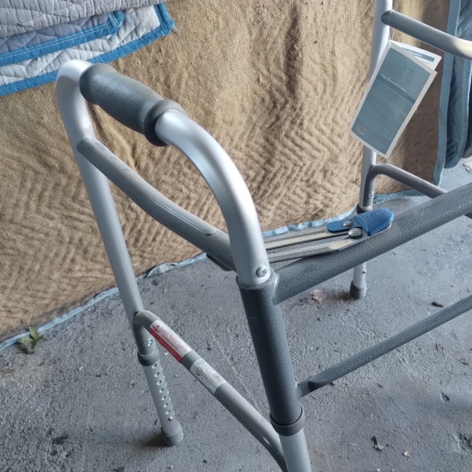 Roscoe Two-Button Folding Adult Walker w/ Aluminum Frame Brand New w ...