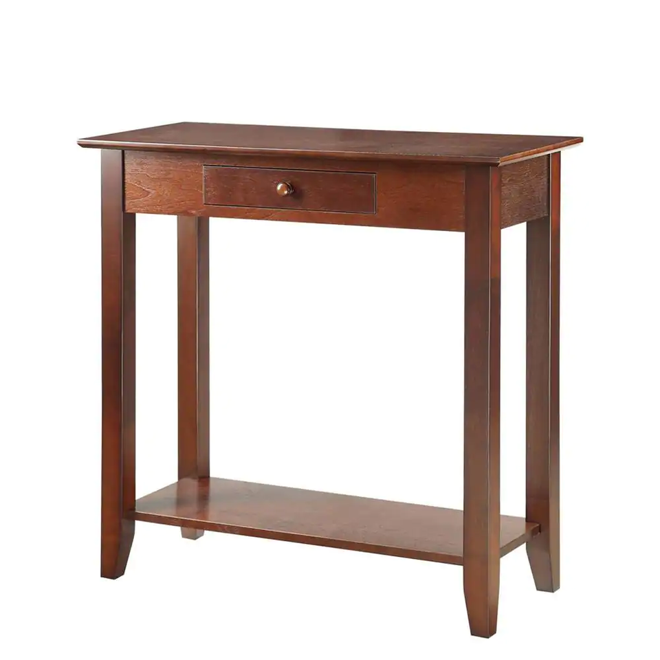Convenience Concepts Console Table Espresso Wood Small Drawer Rectangle ...