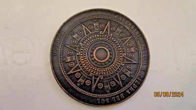 Mexico Aztec Calendar Coin Medallion 3" Calendario Azteca Y Piedra Del ...
