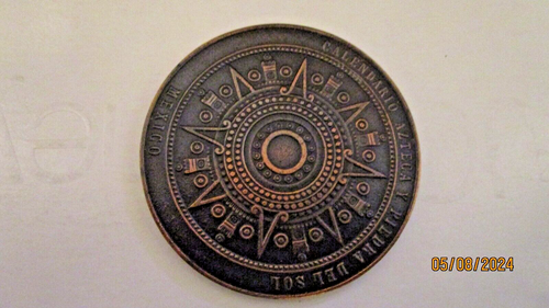 Mexico Aztec Calendar Coin Medallion 3" Calendario Azteca Y Piedra Del ...