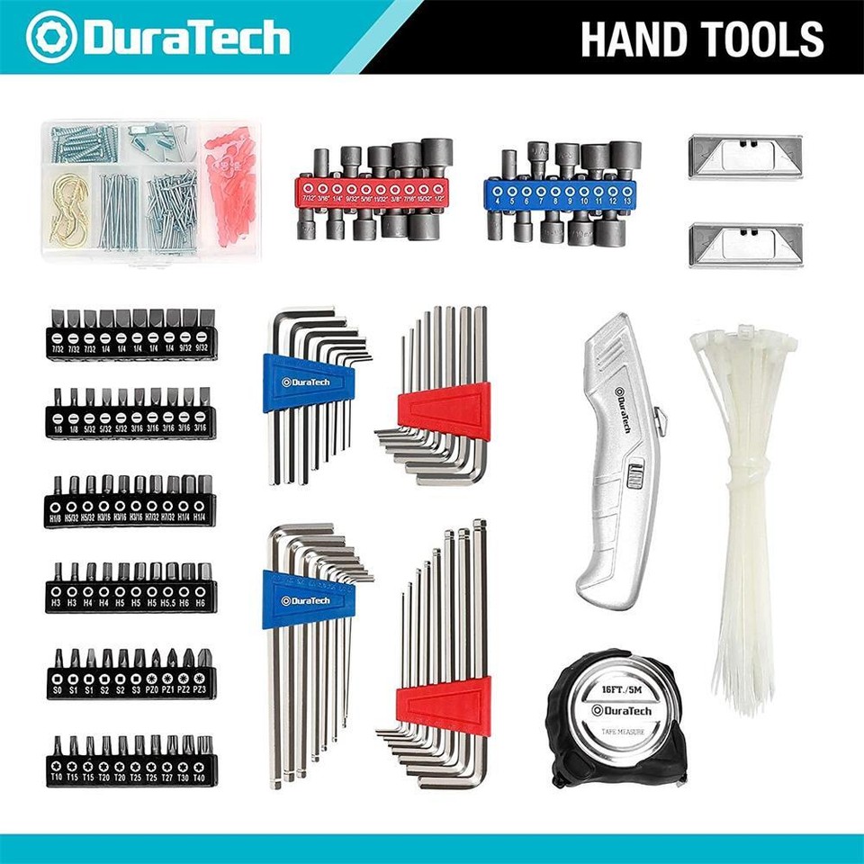 DURATECH 269-Piece Mechanics Hand Tool Kit Metric SAE Home Repair Tool ...