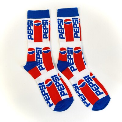 New PEPSI SOCKS red white blue retro cola soda pop men/women ADULT CREW ...