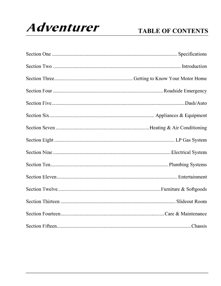 2005 Winnebago Adventurer Home Owners Operation Manual User Guide Coil ...