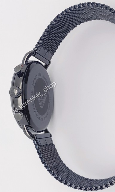 Emporio Armani AR11141 Gunmetal Greymesh Strap Chronograph Mens Watch ...