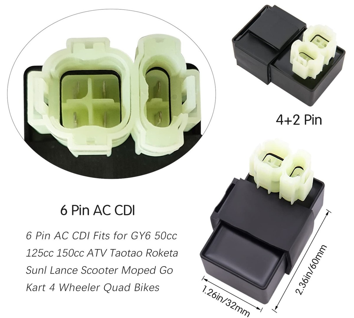 6 Pin CDI For 50cc 150cc Scooter Moped Parts 6 Pin AC CDI Box For GY6 ...