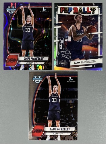 3- 2024-25 Bowman Chrome U Liam McNeely 1st Purple Lava Pep Rally ...