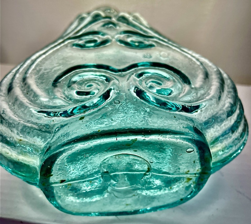 Antique Beautiful Open Pontil, Green,Aqua, Pint Scroll Flask | eBay