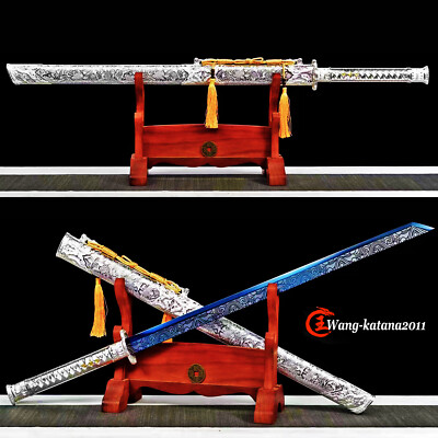 43'Silver Dragon Broadsword Sharp Blue 1095 Steel Chinese Kungfu ...
