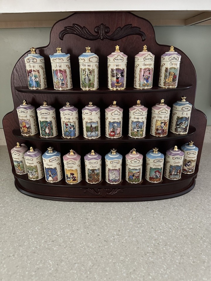 Walt Disney Spice Jar LENOX 1995 All 24 set-PLUS SALT & PEPPER SHAKER ...