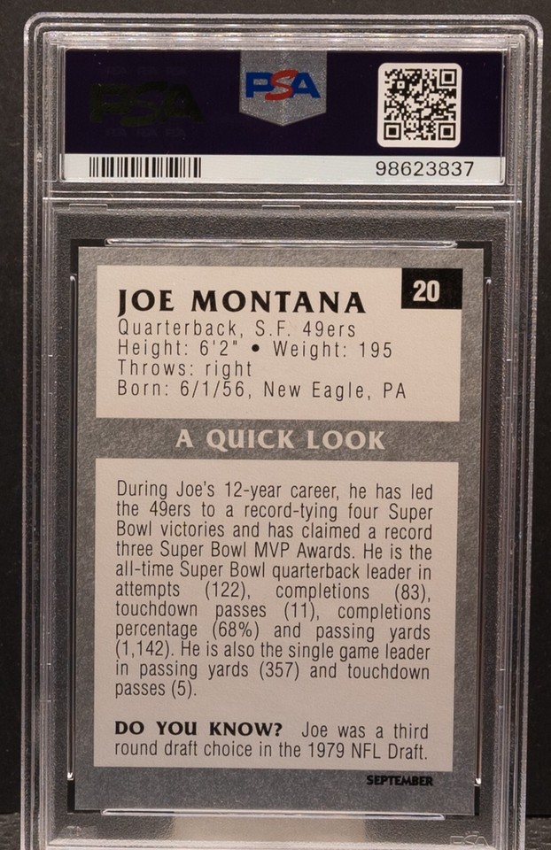 98623837 JOE MONTANA 1991 Tuff Stuff Jr 20 Hall of Fame HOF PSA 10 | eBay